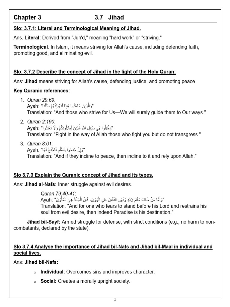 Understanding Jihad in Islam: Concepts & Types | PDF | Jihad | Quran