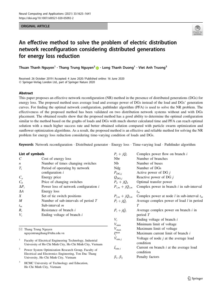 An effective method to solve the problem of electric distribution network reconfiguration ...
