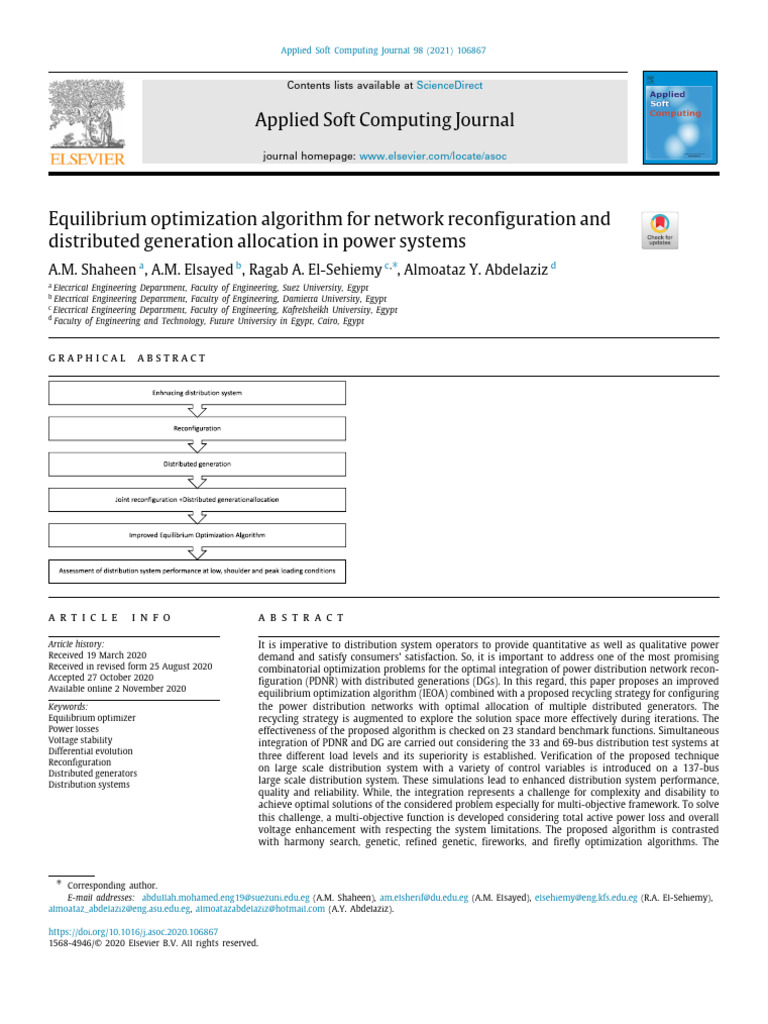 Applied Soft Computing Journal: A.M. Shaheen, A.M. Elsayed, Ragab A. El ...