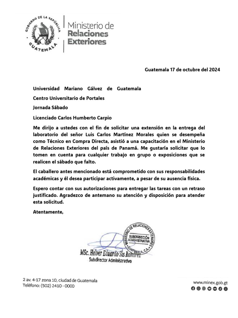 Carta Luis Carlos Martinez (Compras) - 1 | PDF