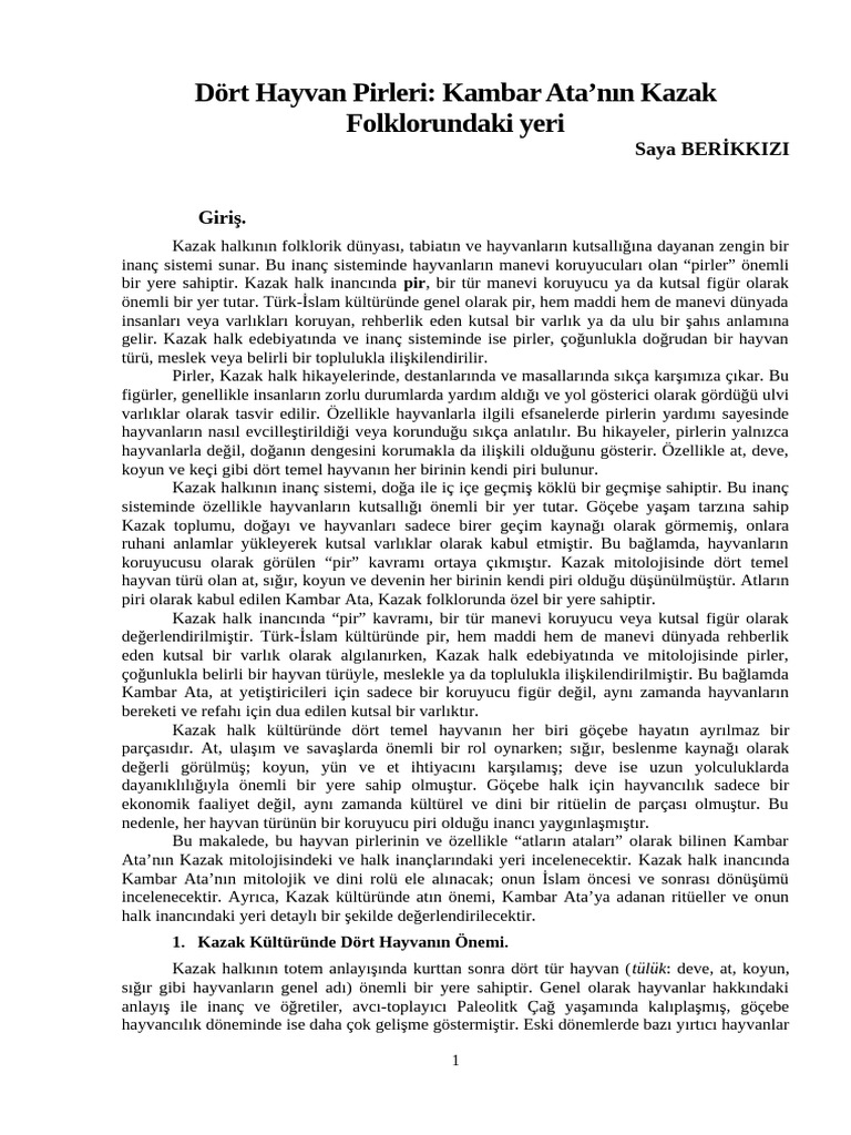 Saya Berikkızı, Kambar Ata | PDF