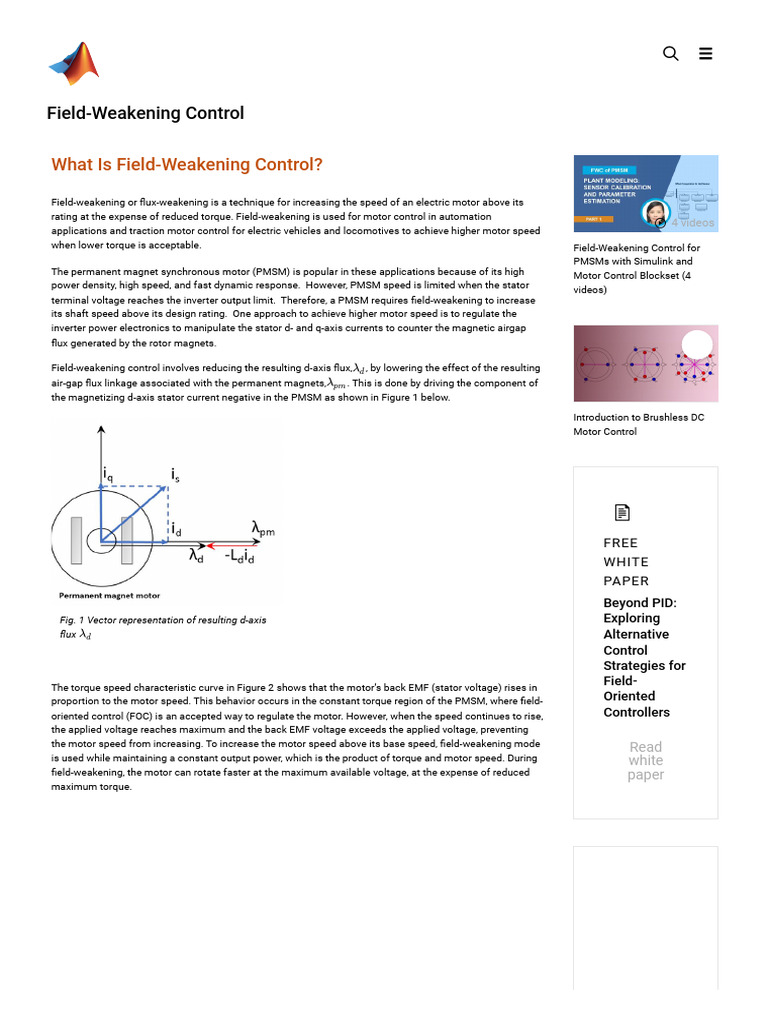 Field-Weakening Control - MATLAB & Simulink | PDF | Electric Motor ...