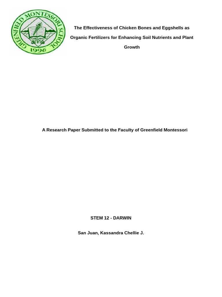 The Effectiveness of Chicken Bones and Eggshells A | PDF | Soil ...