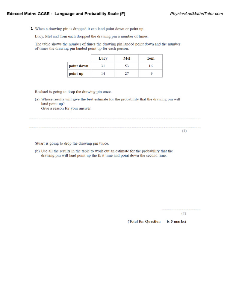 Language and Probability Scale (F) QP | PDF