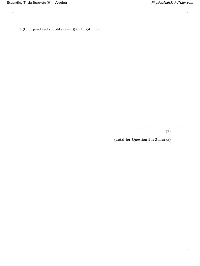 Expanding Triple Brackets (H) QP | PDF | Mathematics | Algebra