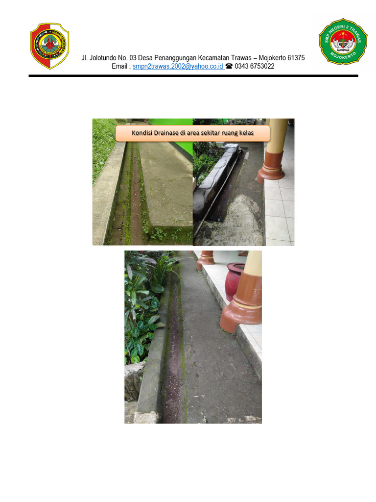 Kondisi Drainase Di Lingkungan SMPN 2 Trawas | PDF
