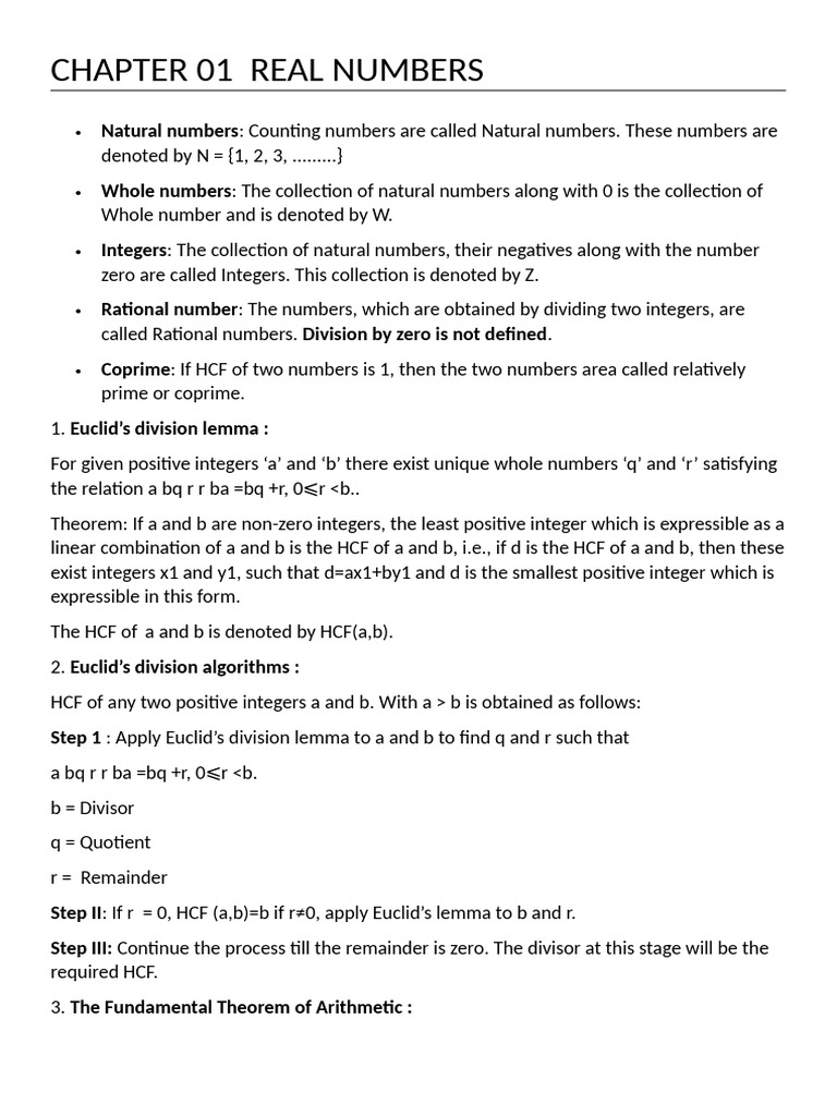 CHAPTER 01 REAL NUMBERS | PDF | Rational Number | Numbers