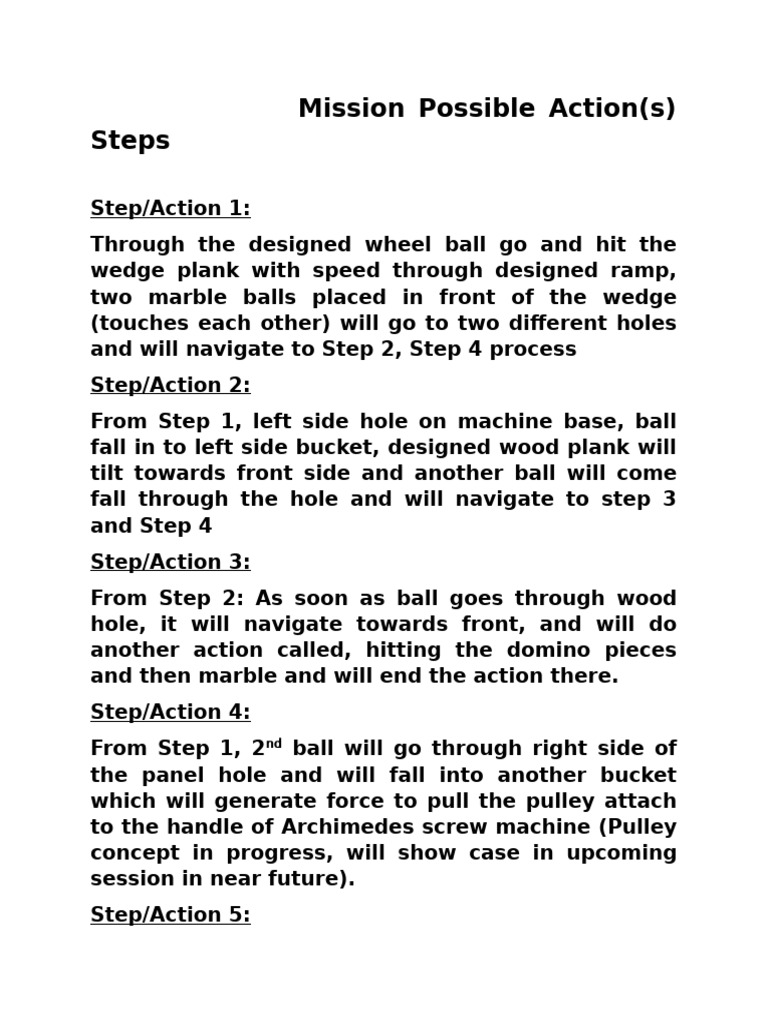 Mission Possible Aciton Steps High Level | PDF