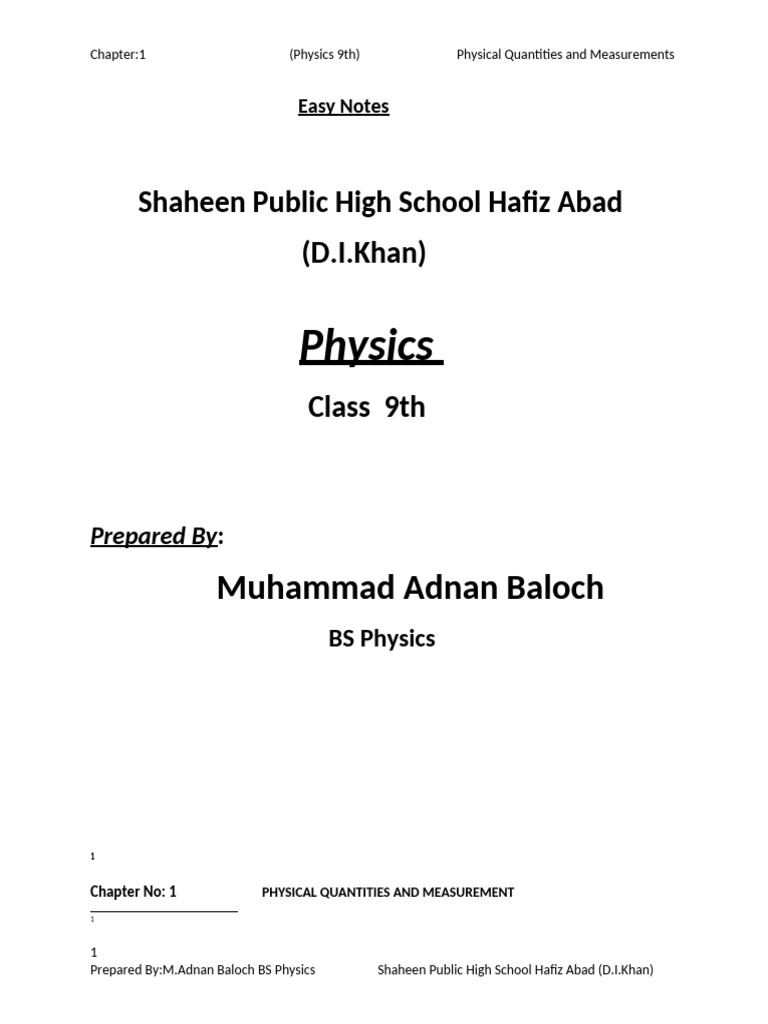 9th Grade Physics Study Guide | PDF | International System Of Units ...