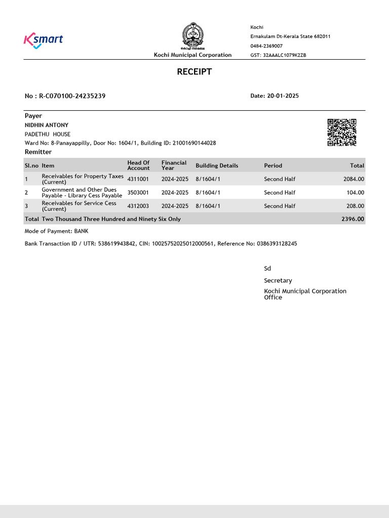 Tax Receipt | PDF