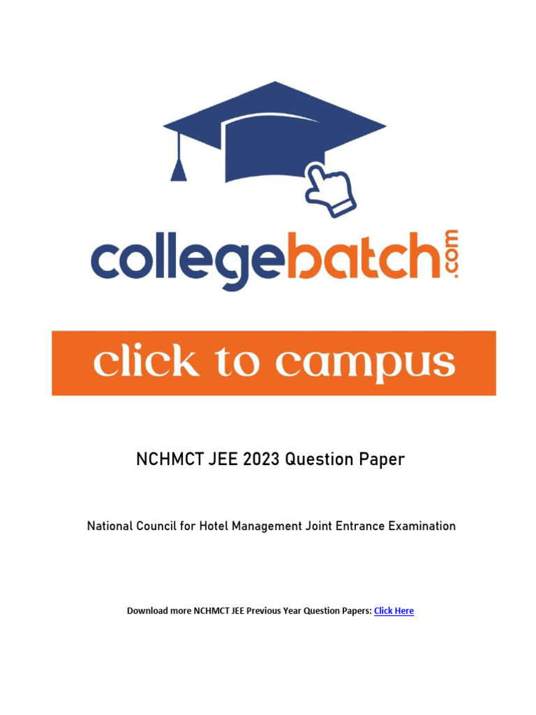NCHMCT JEE 2023 Question Paper | PDF