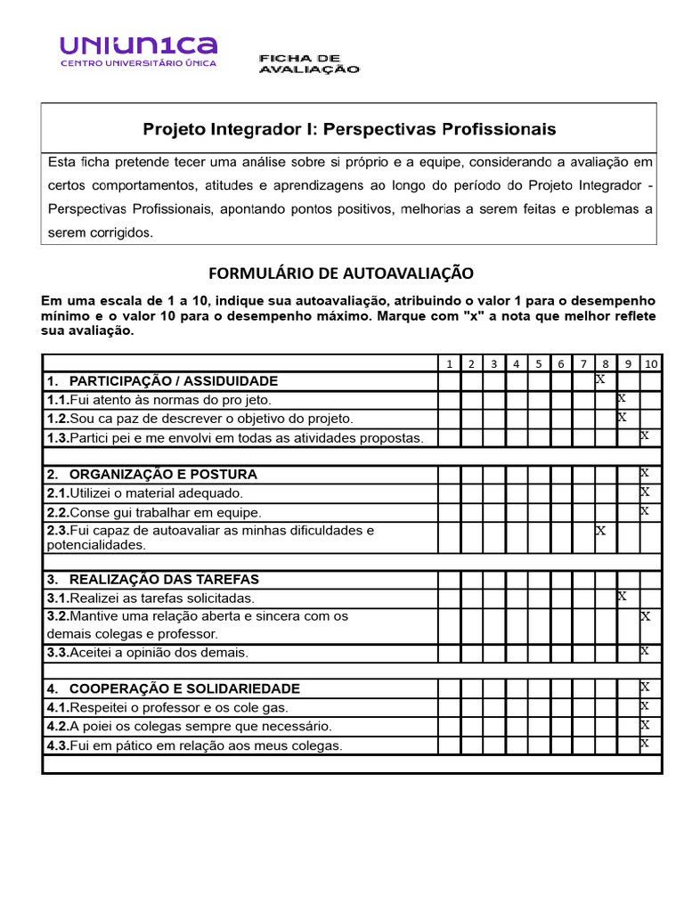 Auto Avaliacao Rhuan Alves Marques | PDF