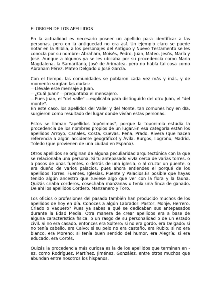 Origen de Los Apellidos | PDF | María, madre de Jesús