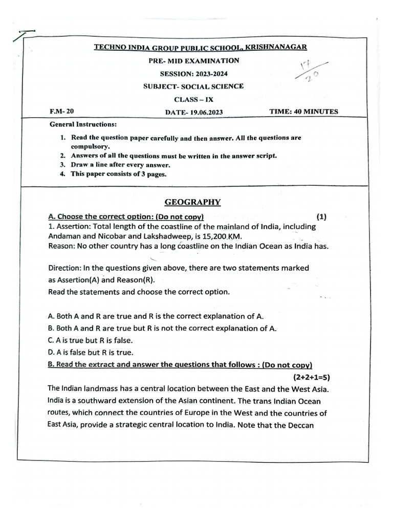 Class Ix QP Cbse 2023 | PDF