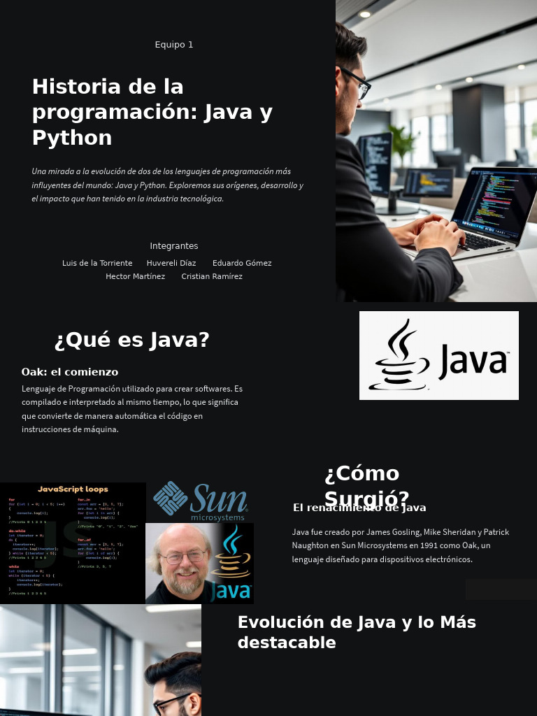 Historia y Evolución de Java y Python | PDF | Java (lenguaje de programación) | Python (lenguaje ...