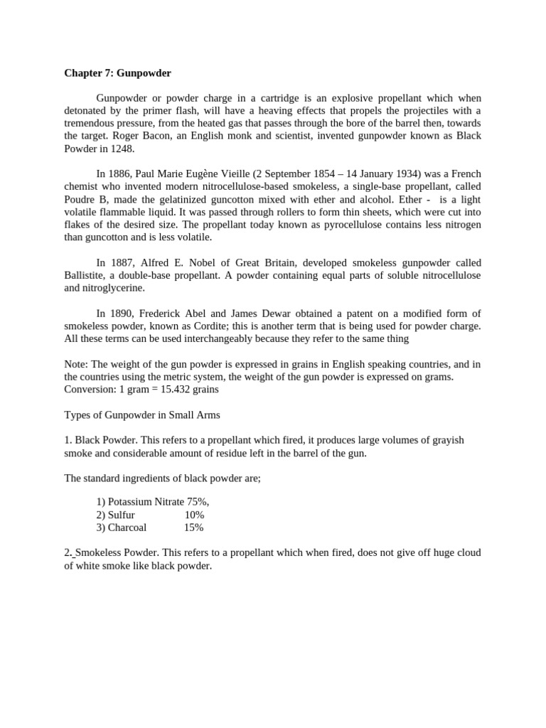 Chapter 7 Gunpowder | PDF | Gunpowder | Materials