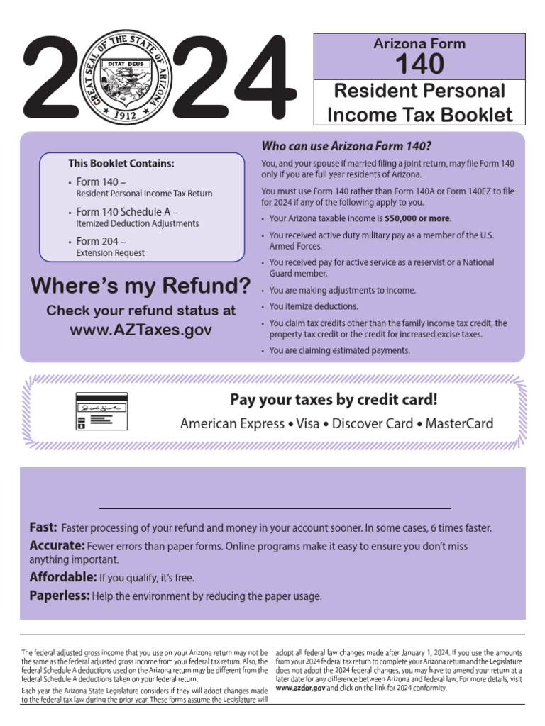 Arizona 2024 Income Tax Filing Guide | PDF | Tax Refund | Irs Tax Forms