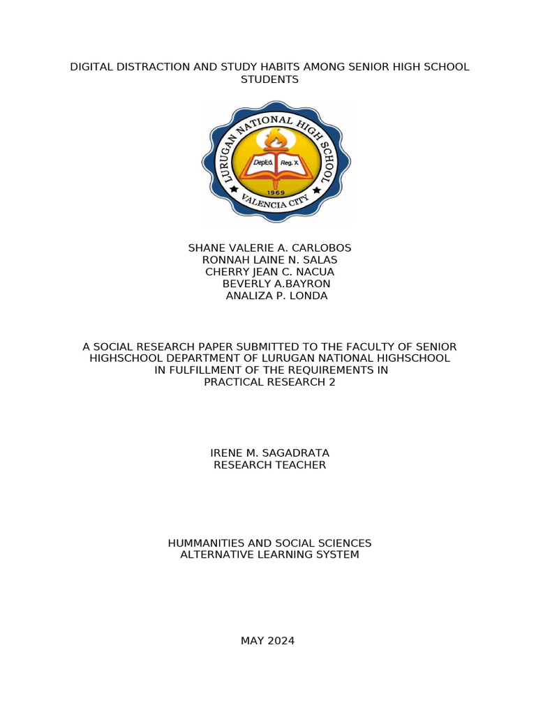 Digital Distraction in High School Students | PDF | Study Skills ...