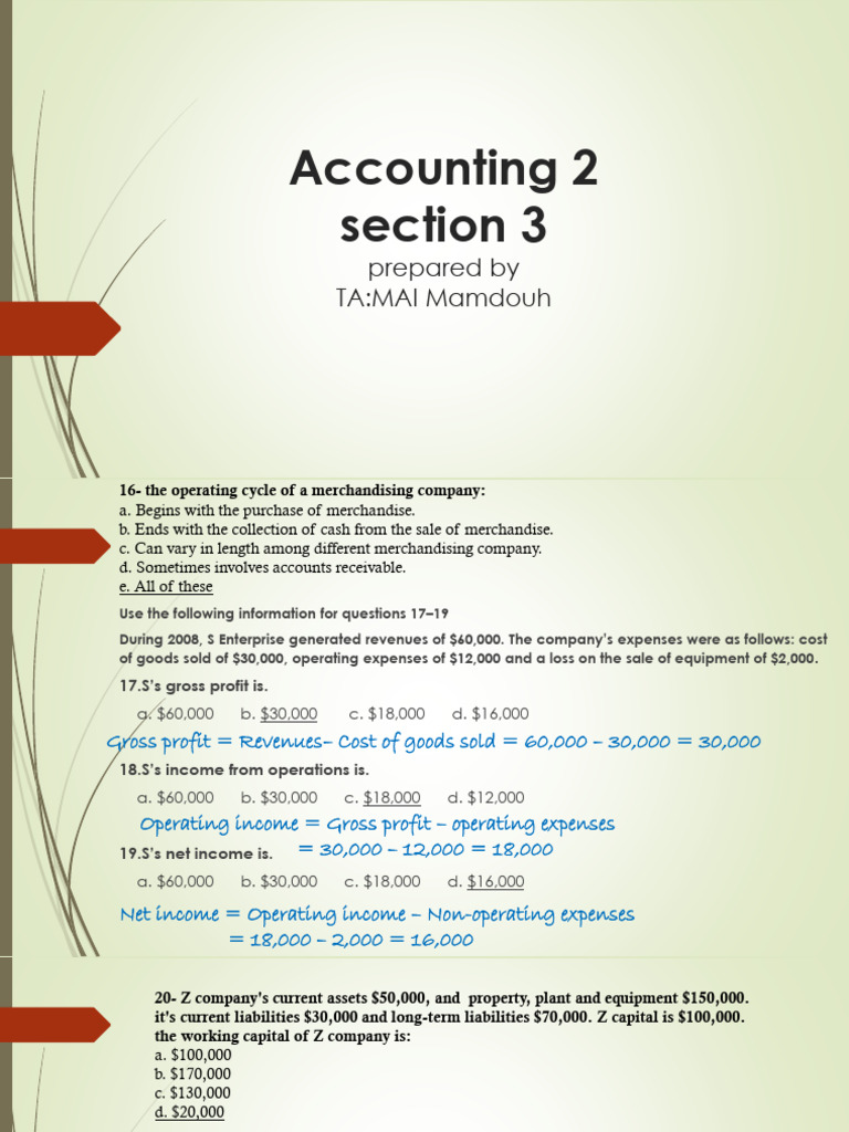 Accounting 2 Section 3 English Section | PDF | Cost Of Goods Sold | Net ...