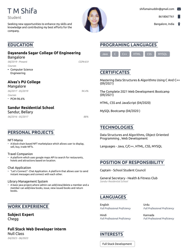 Resume-Shifa | PDF | Web Development | Cyberspace