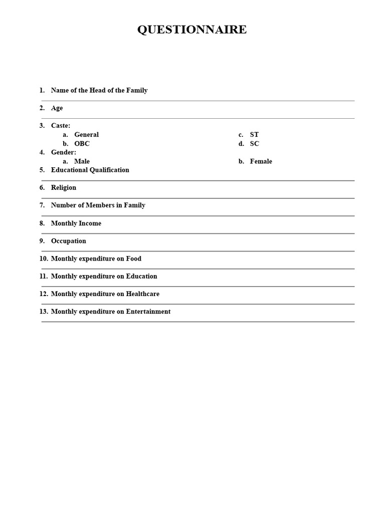 Family Demographics and Expenditure Survey | PDF