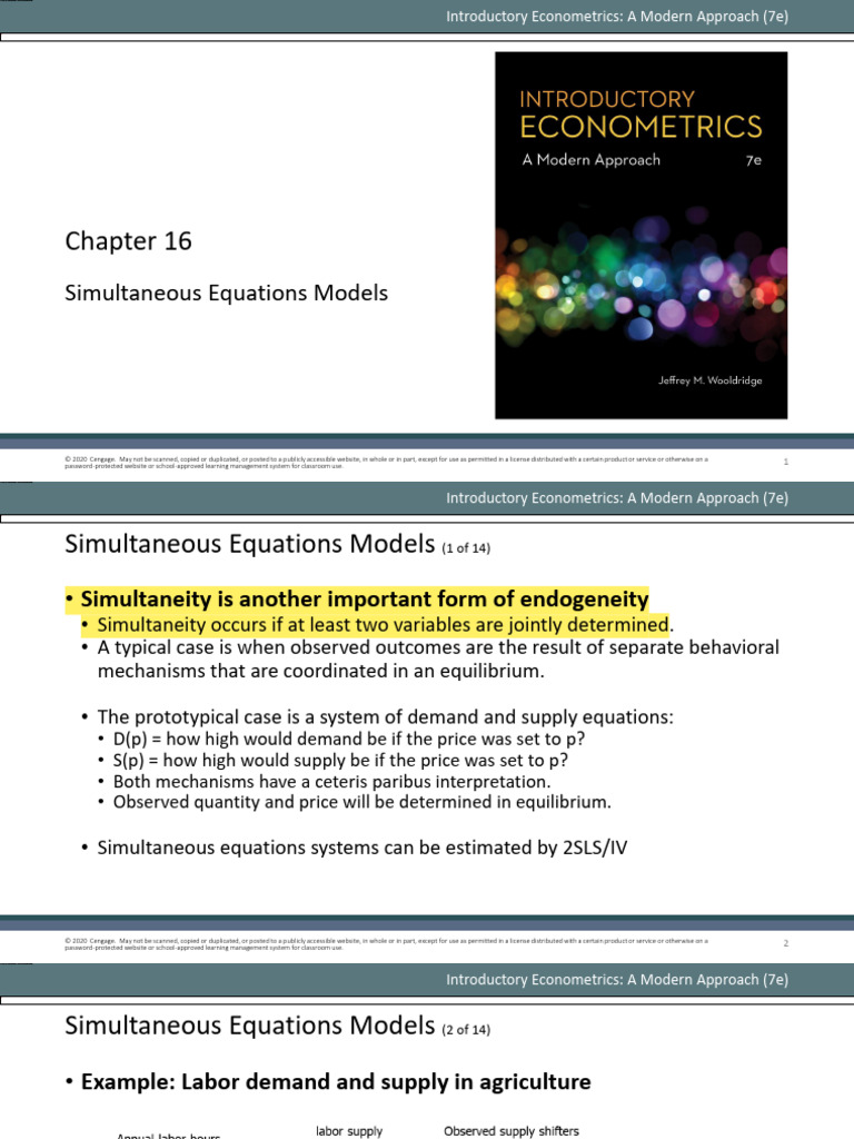 Simultaneous Equations in Econometrics | PDF | Statistical Analysis | Teaching Mathematics