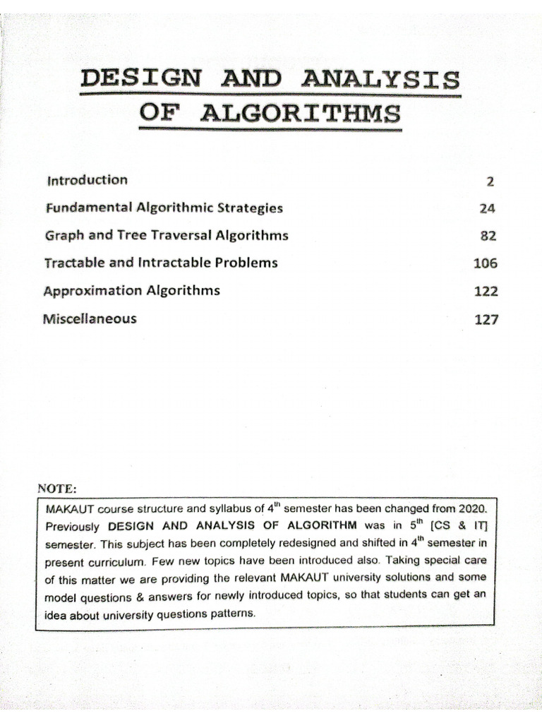 Design and Analysis of Algorithms 4th Sem | PDF