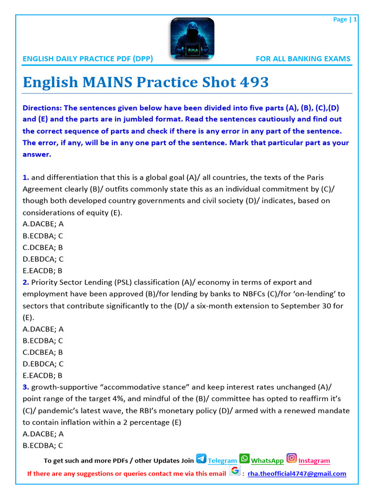 English MAINS Practice Shot 493 | PDF | Political Economy | Economies