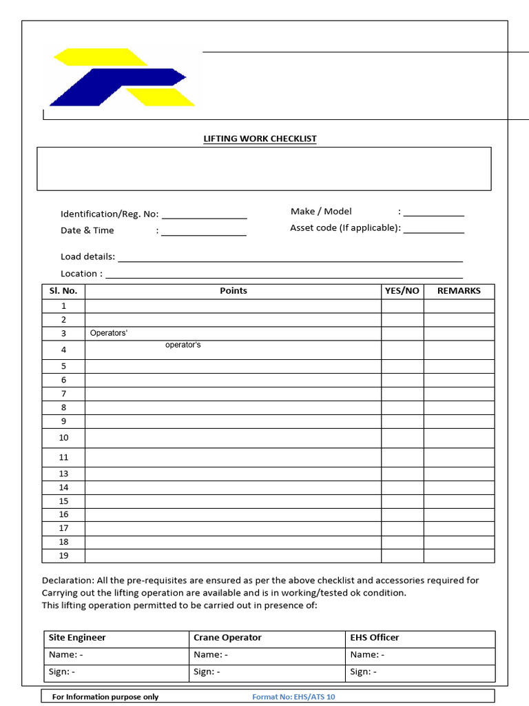 013-Lifting Checklist | PDF