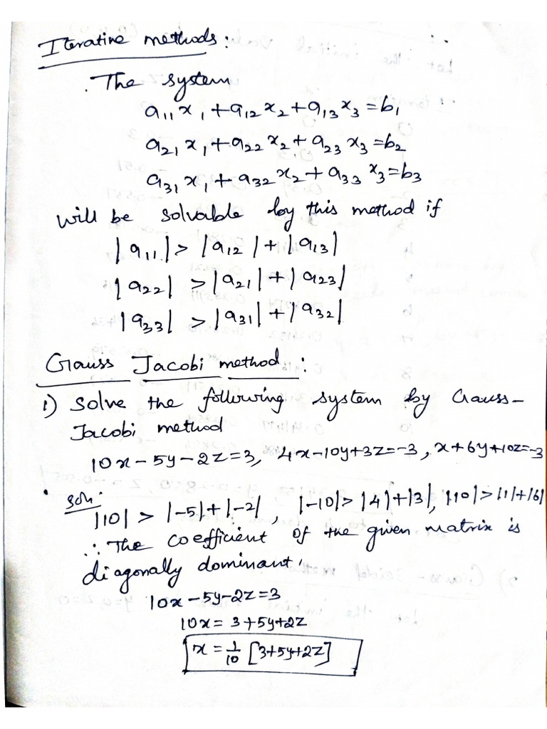 Gauss Jacobi and Seidel Method | PDF