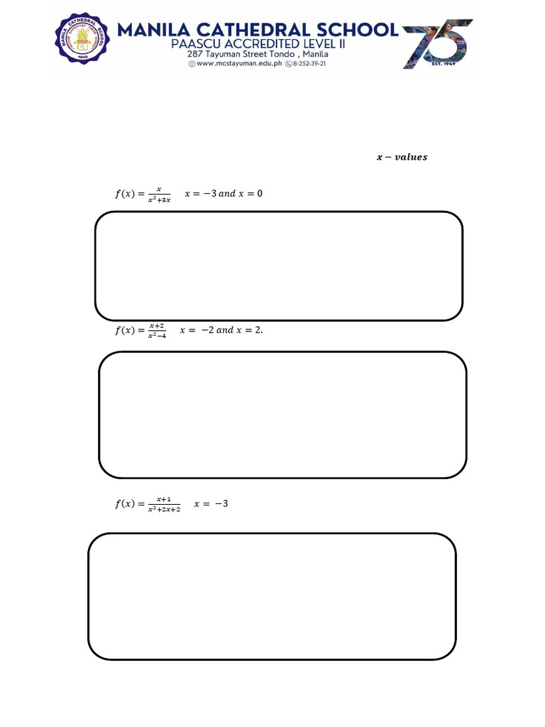 Senior High School Calculus Worksheet | PDF
