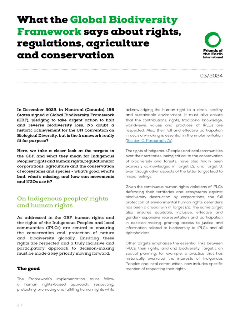 Global Biodiversity Framework Insights | PDF | Conservation Biology ...