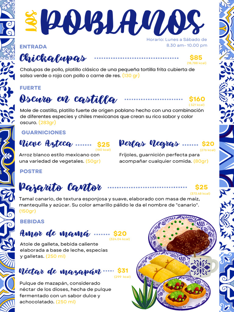 Menú Los Poblanos | PDF
