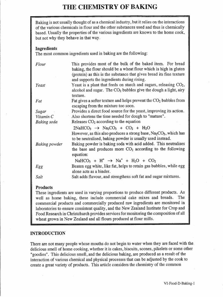 The Chemistry of Baking | PDF