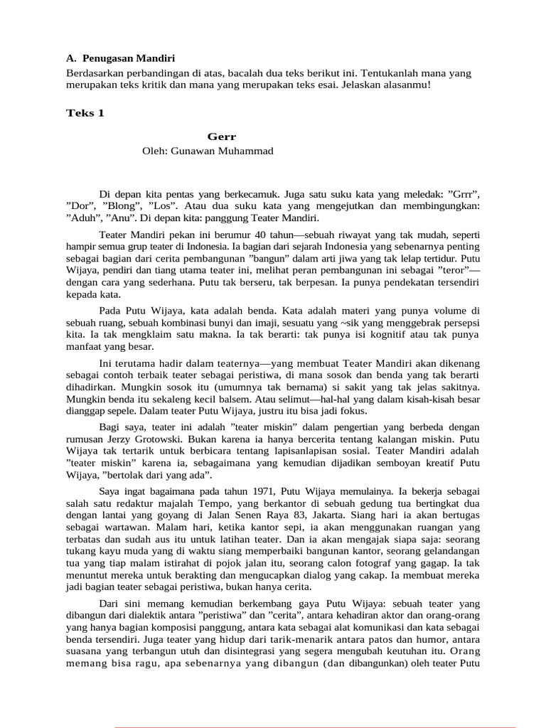 LKS 1 Kritik dan Esai | PDF