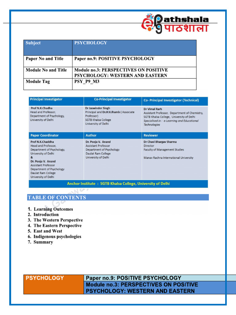 Eastern & Western Perspectives Positive Psy | PDF