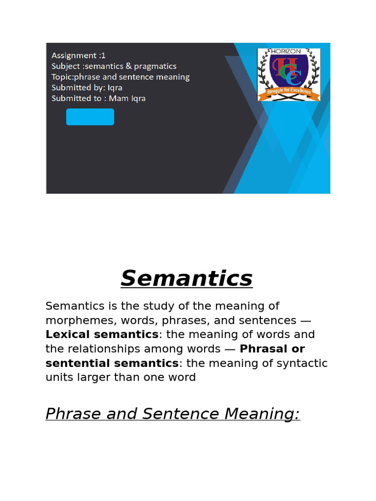 Phrasing and Sentence Meaning | PDF | Semantics | Sentence (Linguistics)