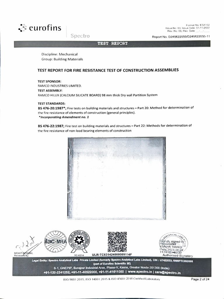 Eurofin Spectro - Sample Certificate | PDF