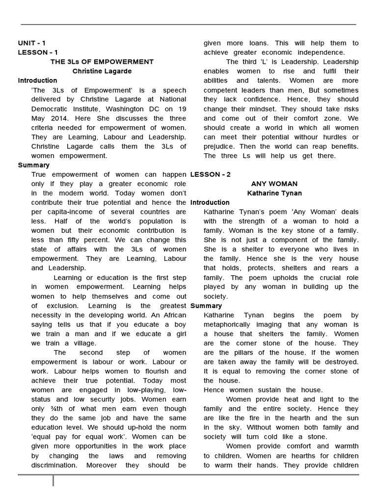 The 3Ls of Women's Empowerment | PDF