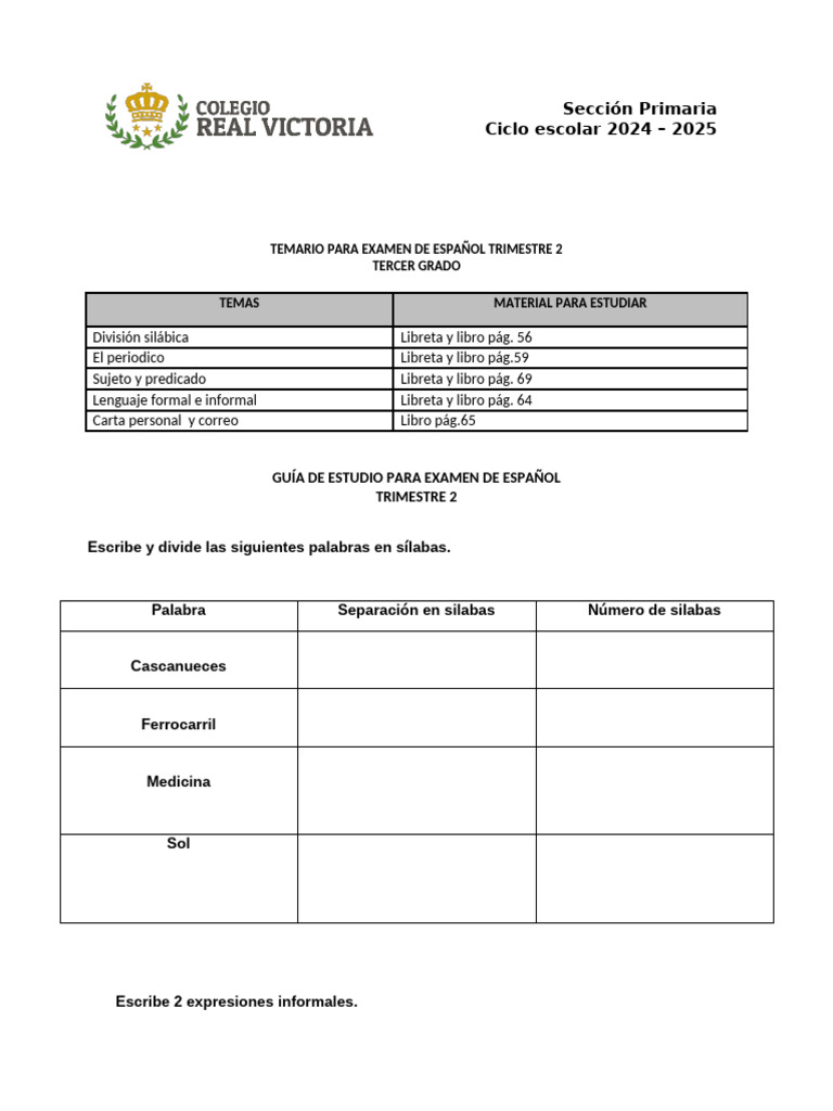 Temario de Español 3º | PDF