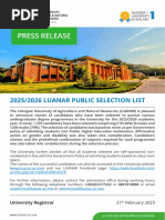 Call For Applications For Admission Into Luanar Postgraduate Programmes ...