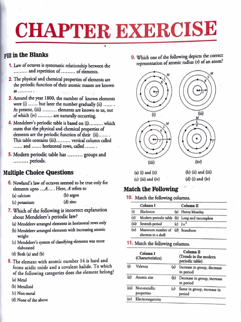 Periodic Table Exercise | PDF