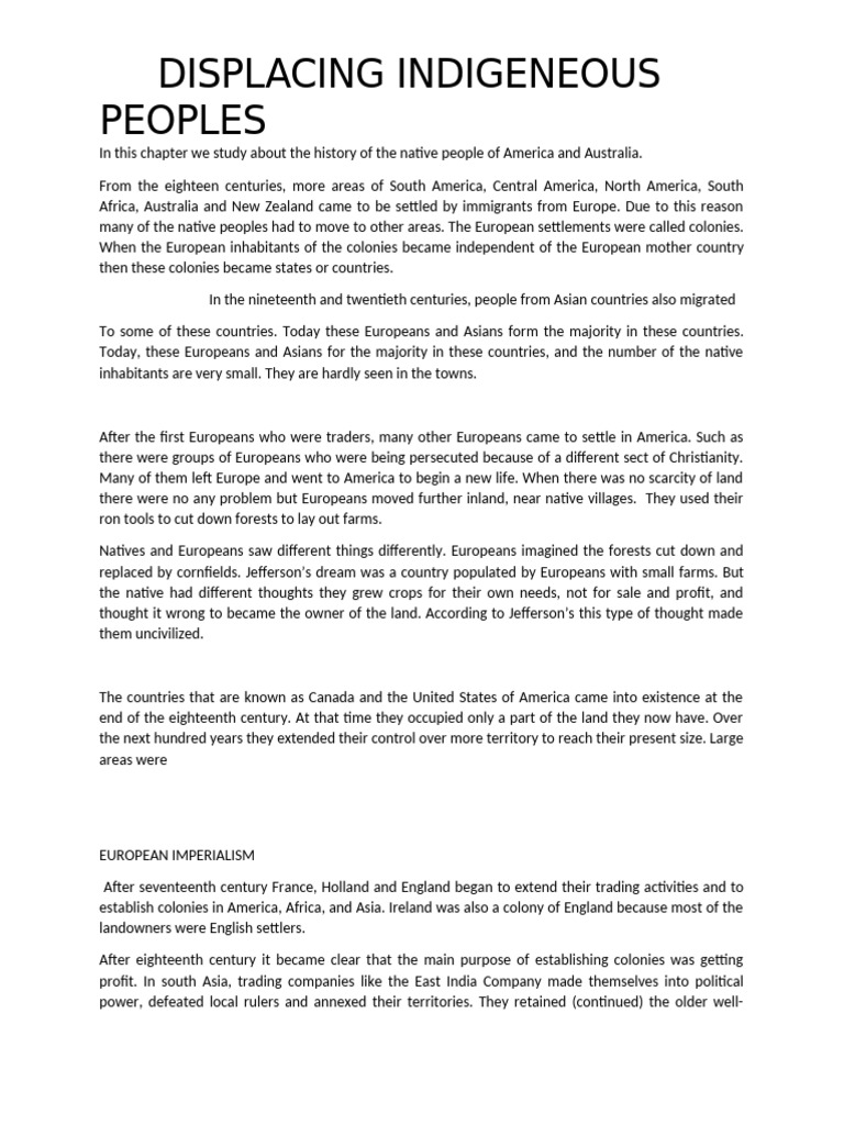 Displacement of Indigenous Peoples History | PDF | North America ...