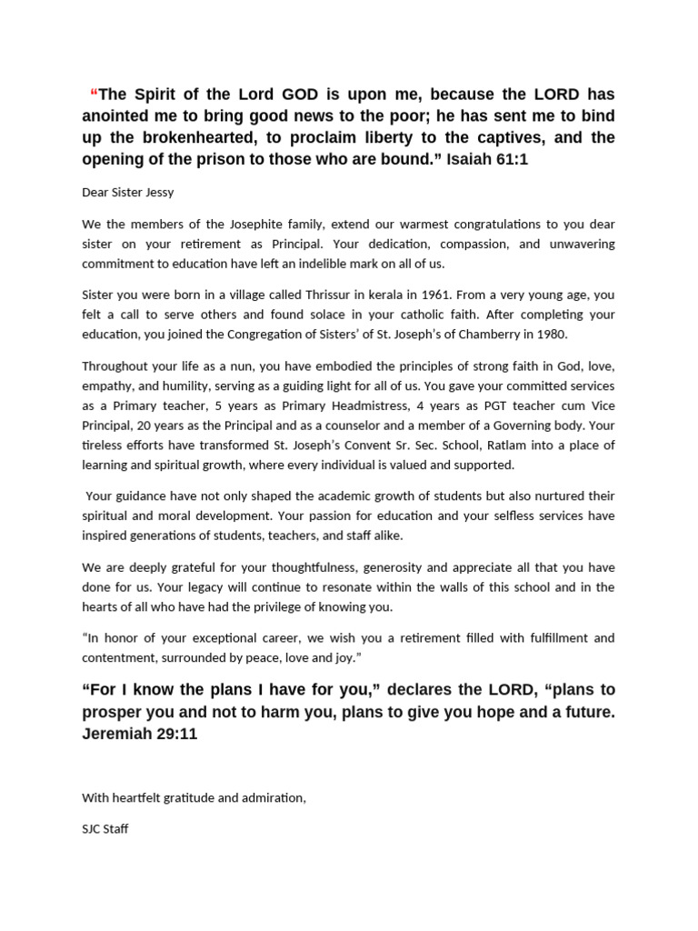 Felicitation Letter | PDF