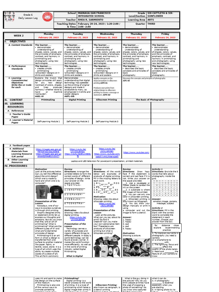 DLP-Q3-W2-Arts 6 | PDF