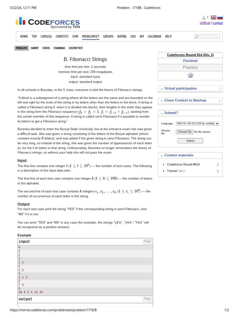 Problem 1718b Codeforces Pdf String Computer Science Software Engineering