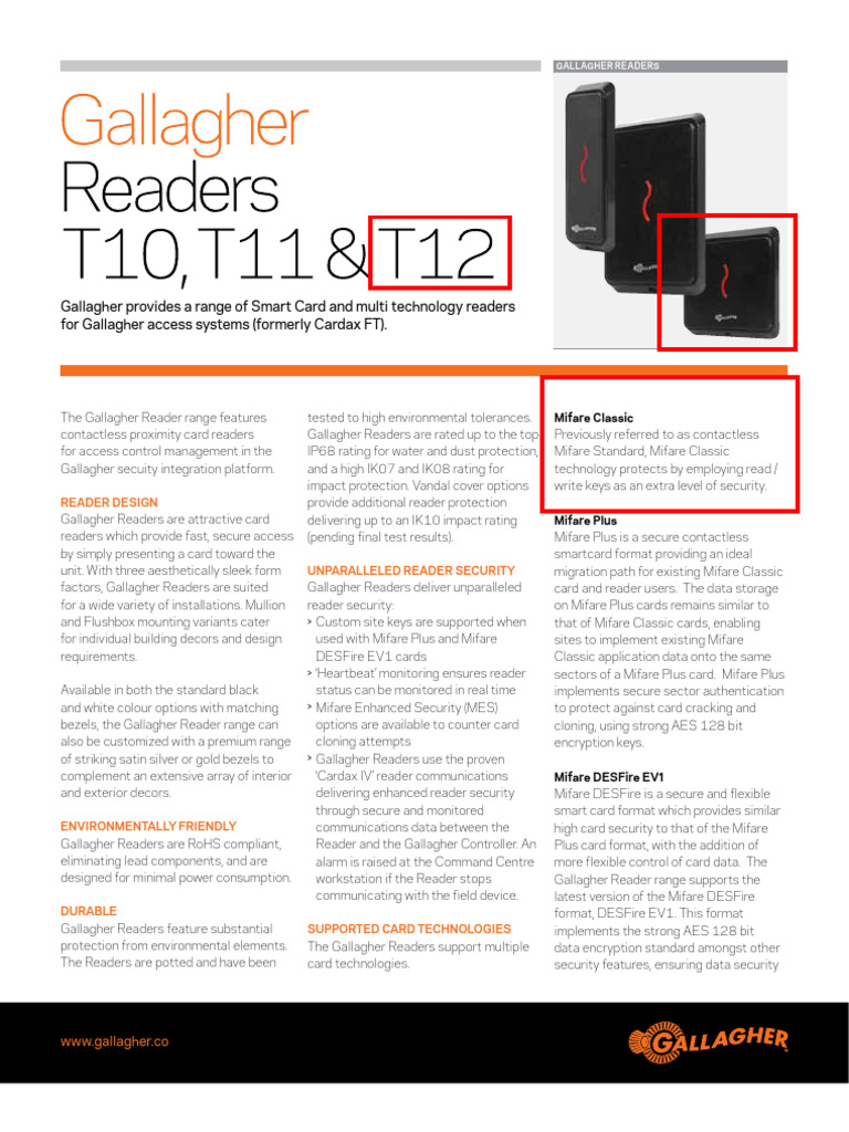 Card Reader (2) Gallagher T12 | PDF | Computing | Computer Hardware