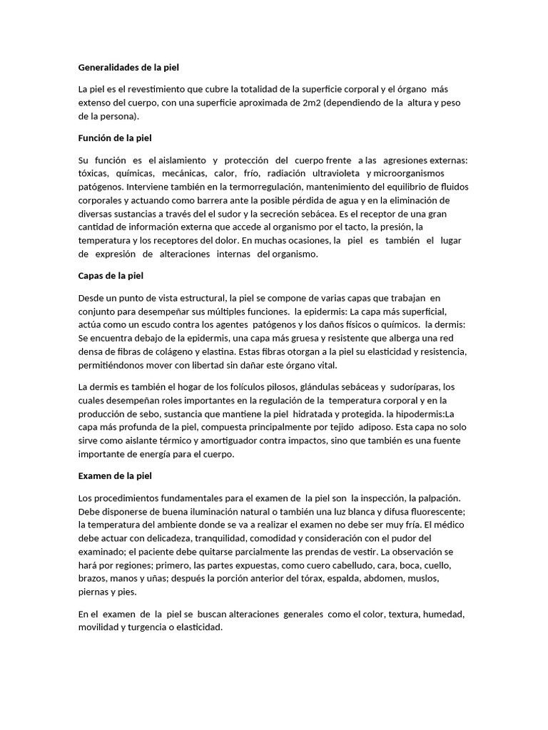 Generalidades de La Piel | PDF | Piel | Edema