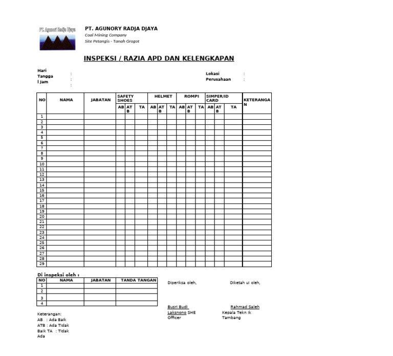 PDF Form Inspeksi Apdxlsx | PDF