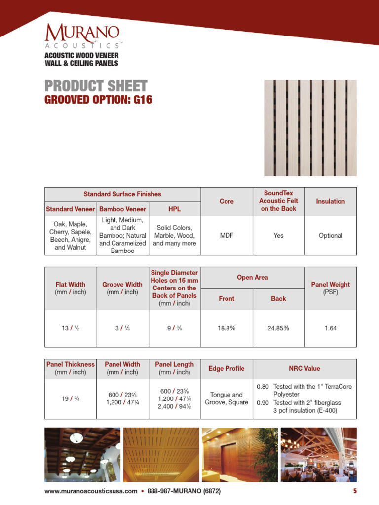 Acoustic Wood Veneer Panel Specifications | PDF